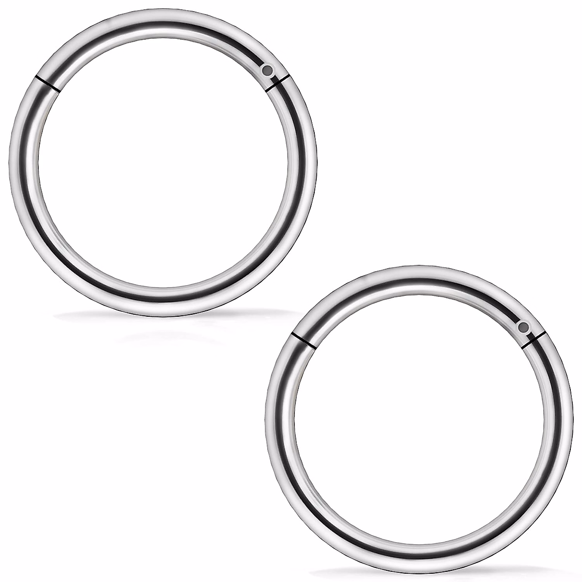 8G Earrings Hinged Segment Clicker PA Rings PA Rings Captive Bead Rings Septum Nose Rings Dangle Spring Action CBR Surgical Steel Monster Screwball Rings Body Piercing Rings for Women Men Silver