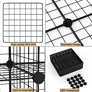 BASTUO Wire Cube Storage, Multipurpose Metal Cube Storage Organizer, Square Wire Storage Cubes (16 Cubes, Black)