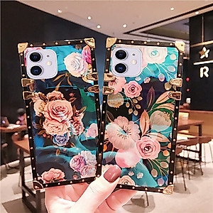 Babemall for iPhone 11 Pro Max 6.5" inch Case, Elegant Romantic Blu -Ray Flower Square [Scratch Resist] Protective Corner Back Cover Case (Flower2)
