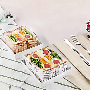 Hiceeden Set of 100 Sandwich Boxes with Clear Lids, White Paper Charcuterie Boxes, 5" Square Dessert Cake Boxes Food Grade for Swiss Roll, Hamburger, Pasta, Salad, Cookie