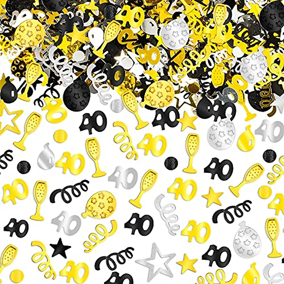 3000 Pieces Birthday Confetti Glitter Number Birthday Decorations Anniversary Metallic Foil Table Glitter Confetti Confetti Party Supplies for Birthday Anniversary (40th Style)