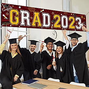2023 Graduation Yard Sign Congrats Grad Lawn Sign Decorations Giant Maroon Class of 2023 Banner for Graduation Party Supplies(Maroon)