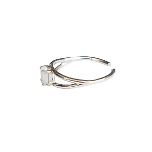 Handmade Silver & Oval 5x3mm White Opal Gemstone Adjustable Toe Ring, 925 Sterling Silver, Double Band Classic Stone Toe, Pinky or Knuckle Rings for Women, By MiYa Jewelry Creations