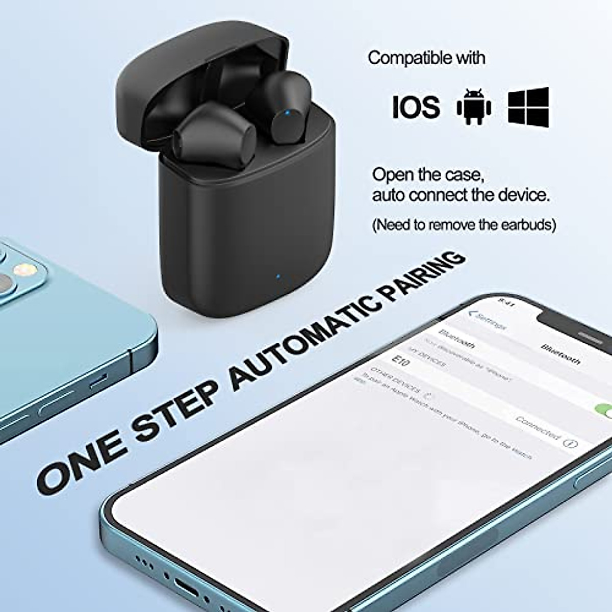 Elnicec Wireless Earbuds Bluetooth Headphones 30Hrs Playtime 3D Stereo in-Ear Ear Buds with USB C Charging Case IPX8 Waterproof Earphones with Mic for iPhone/Android Phone TV Laptop Sports Workout