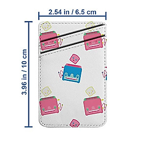 Diascia Pack of 2 - Cellphone Stick on Leather Cardholder ( Cute Toaster Sweet Cartoon Pattern Pattern ) ID Credit Card Pouch Wallet Pocket Sleeve
