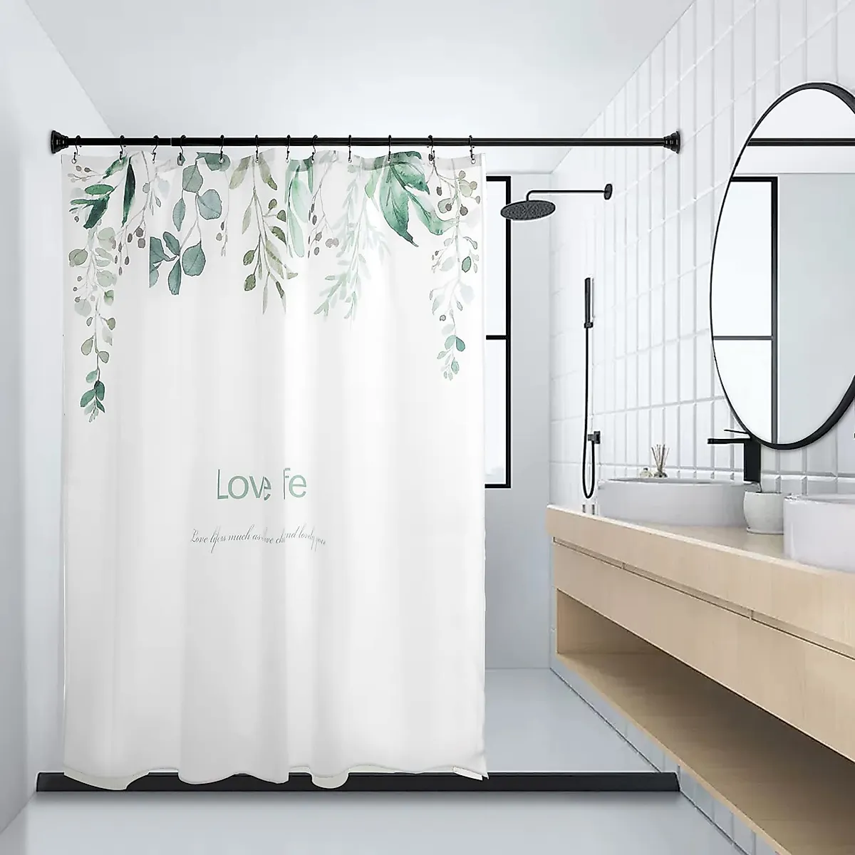 Shower Curtain Hooks Rings, TENOVEL Double Sided Shower Hooks Rust Proof for Bathroom Shower Rods Curtain, Durable Stainless Steel Bathroom Shower Curtain Hangers, Matte Black, Set of 12