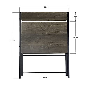 FurnitureR 31.9'' Folding 2 Tier Foldable Assembly Saves Space for Home Office Study, Metal Frames/Wood Top Laptop Table, Brown Computer Desk