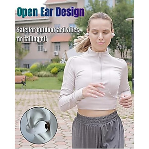 Tayogo Ear Clip Bluetooth Headphones, Open Ear Clip Headphone with Mic/Display, Wireless Ear Clips Ear Buds, Bluetooth V5.3, 80 Hours Playtime with Charging Case for Running, Workout-White