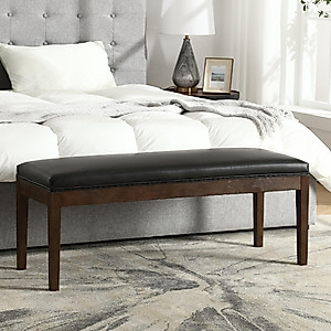 chairus PU Leather Upholstered Entryway Bench Dining Table Benches Farmhouse Shoe Bench Seat for Hallway Bedroom End of Bed Vintage 45.5" Wooden Leg Benches for Kitchen Restaurant Window, Black