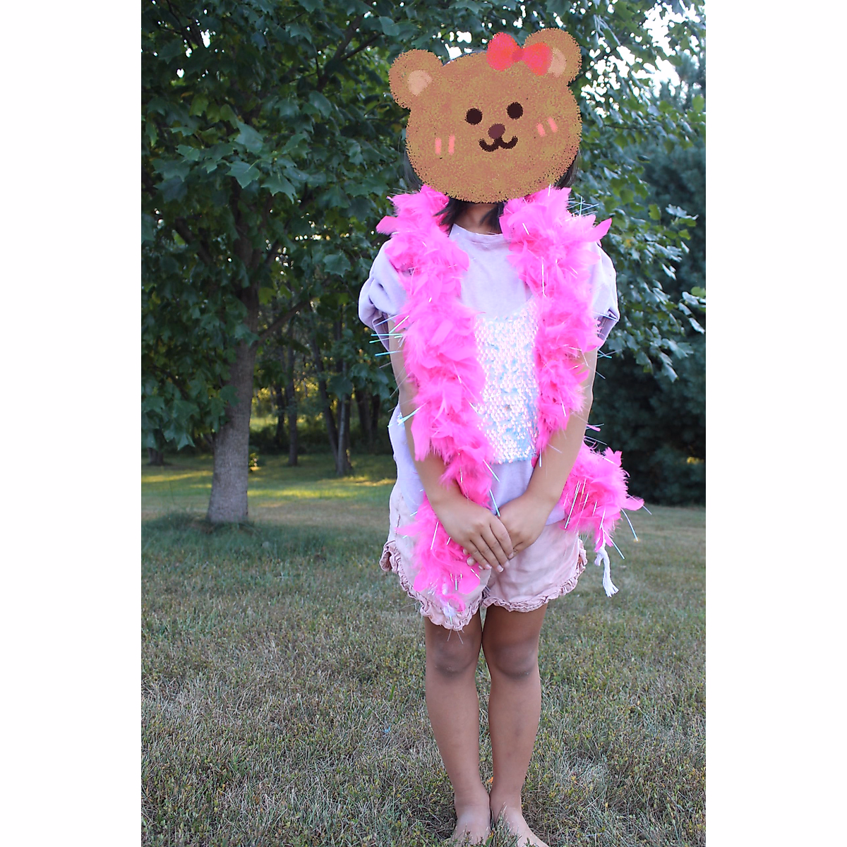 25 Gram, 4 Feet Long Chandelle Feather Boa, Great for Party, Wedding, Halloween Costume, Christmas Tree, Decoration (Candy Pink w/silver lurex)