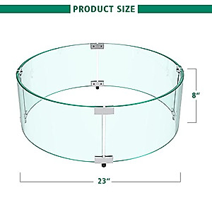 Fire Pit Wind Guard Round, Fire Pit Round Glass Wind Guard, Fire Table Wind Guard Round, Fire Pit Shield Round 23" x 6", by GFGRGD