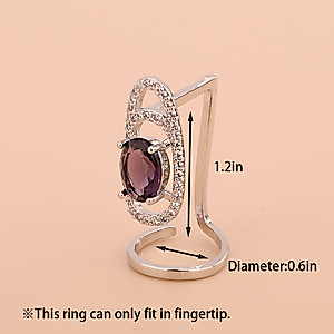 Rumtock Purple Crystal Fingertip Manicure Ring Adjustable Statement Rings for Women Girls