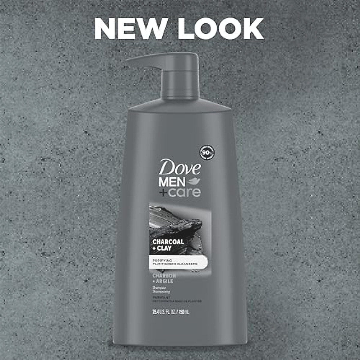 Dove Men+Care Men Shampoo For Healthy-Looking Hair Charcoal + Clay Naturally Derived Plant Based Cleansers 25.4 oz