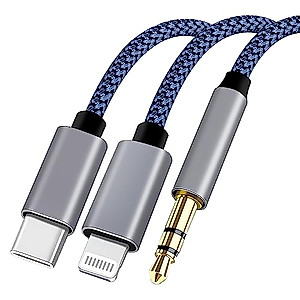 [Apple MFi Certified] Lightning to 3.5 mm Headphone Jack Adapter,iPhone Headphones Aux Audio Dongle + USB Type C to 3.5 mm Jack Female Adapter for iPhone 14 13 Pro Max 12 11 XS XR X 8 7 Samsung S23
