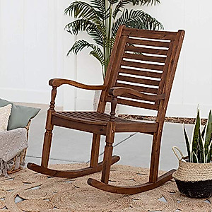 Acacia Wood Patio Rocking Chair in Dark Brown