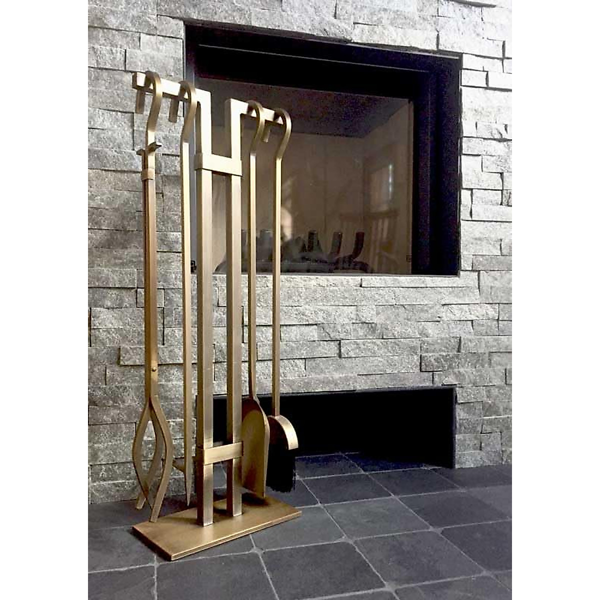 Pilgrim Home and Hearth 18086 Sinclair Fireplace Tool Set, Burnished Brass, 20 Pounds