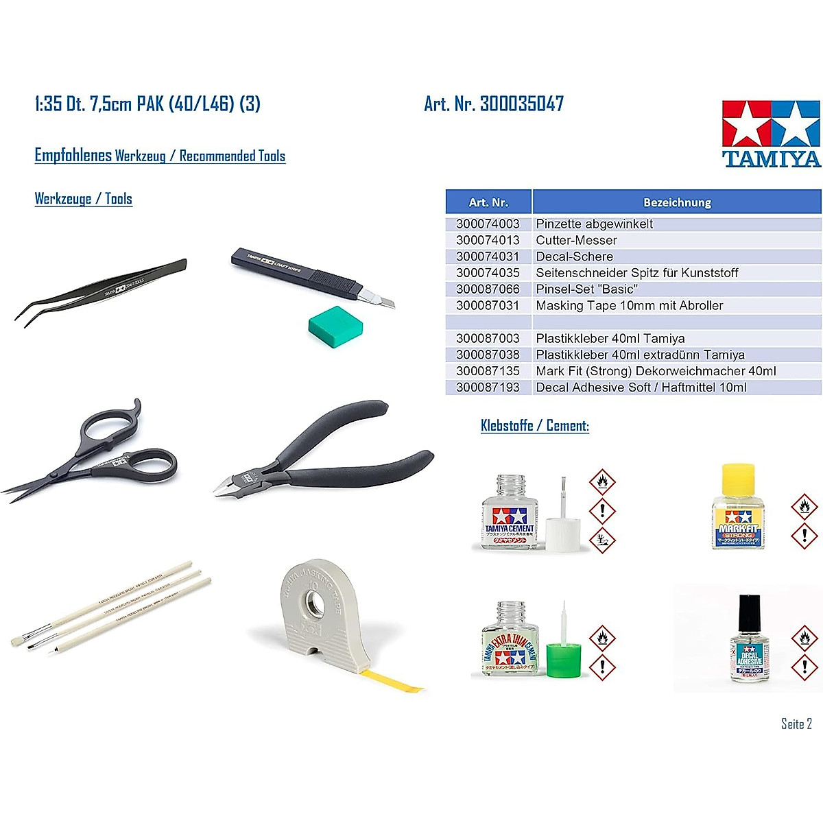 Tamiya Models German 75mm Pak 40/L46 ATG Model Kit