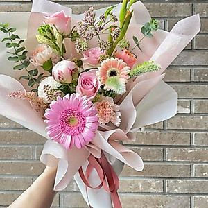 Korean Cotton Wrapping Flower Paper Non-Woven Floral Wrapping Paper 10 Sheets Florist Supplies Waterproof Flower Bouquet Wrapping Paper Floral Supplies for Fresh Flowers, 23.6x23.6 Inch (Khaki)