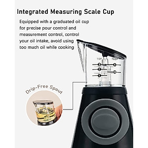 KITLAB Oil Dispenser Bottle, 8.5oz Olive Oil Dispenser Oil Sprayer, Clear Glass Refillable Oil and Vinegar Dispenser Bottle with Measuring Scale Pump for Kitchen, Cooking, Salads, Baking Frying