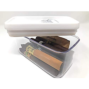 Acrylic Waterproof Travel Cigar Humidor with Boveda 69% 2-Way Humidity System, 10 Cigar Capacity