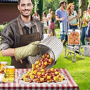 ARC 40QT Stainless Steel Stock pot 6-Piece For Seafood Boil Pot with Basket and Steamer Rack,Cookware for Crawfish Crab Shrimp Lobster Boiling Pot, Turkey Fryer Pot, Tamale Steamer Pot with Strainer