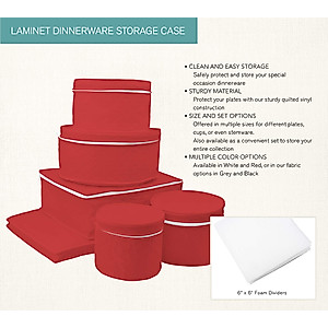 LAMINET 6 Piece Quilted Dinnerware Storage Starter Set - Includes 4 Plate Cases, 1 Cup Case & Platter Case - RED