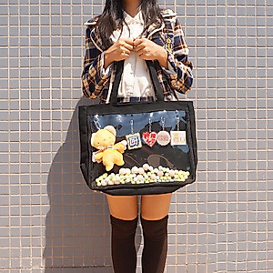 Ita Bag Ita Tote Bag Shoulder Bag Purse Anime School Bag DIY, Cosplay,Comic Con, Kawaii Clear Bag (Only Bag,Pink)