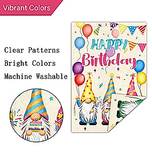 Louise Maelys Happy Birthday Garden Flag 12x18 Double Sided Vertical, Burlap Small Farmhouse Welcome Birthday Gnome Cake Garden Yard House Flags for Birthday Party Gift Porch Lawn Sign Decoration (ONLY FLAG)