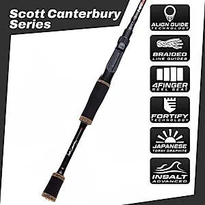Halo Fishing Scott Canterbury Series Fishing Rod, Casting Rod, 7'3" Medium Heavy, Black