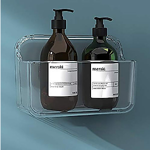 Plastic Wall Mount Organizer Rack Shelf Container Bin Storage Box Holder Basket Hanging Walls/Doors Free Punch for Kitchen, Bathroom, Cabinet, Toilet，Office, Bedroom, Craft Room - Clear (Small)