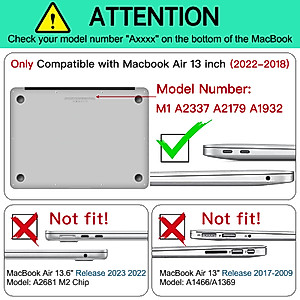 G JGOO Compatible with MacBook Air 13 Inch Case 2021 2020 2019 2018 Release M1 A2337 A2179 A1932, Slim Matte Plastic Hard Shell Case & 50PCS Laptop Sticker & Keyboard Cover, Midnight Green