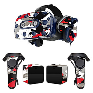 MightySkins Skin Compatible with HTC Vive Pro VR Headset - Red Camo | Protective, Durable, and Unique Vinyl Decal wrap Cover | Easy to Apply, Remove, and Change Styles | Made in The USA