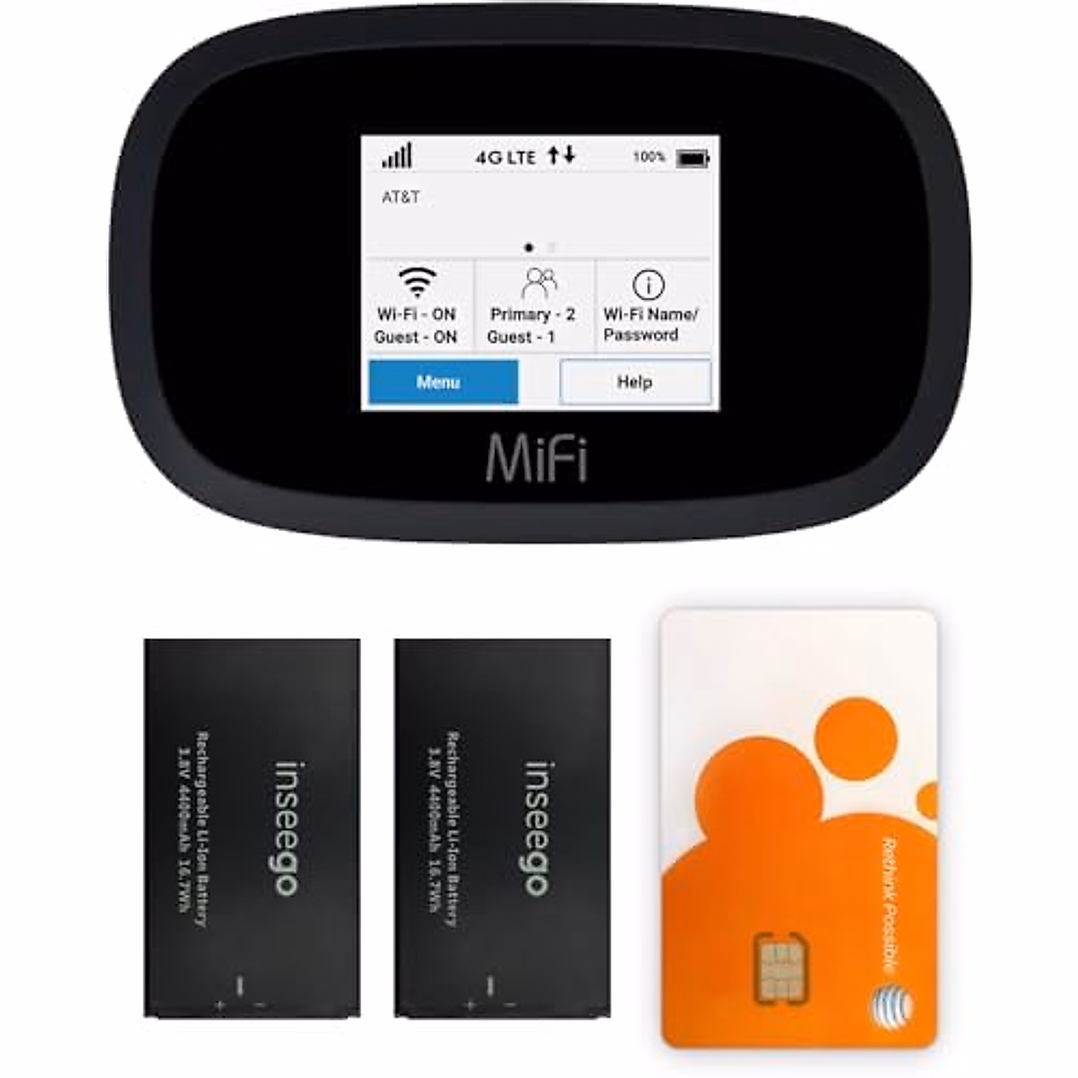 AT&T Wireless Hotspot WiFi Device 4G LTE MiFi 8000 | Global 4G Cat18 LTE | Up to 1 Gbps | EVDO-LINK Bundle for Mobile Hotspot Device | with SIM Card and Extra Battery