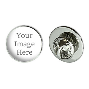 Graphics and More Personalized Small Round Lapel Hat Pin Tie Tack .75"| Customize With Your Own Image