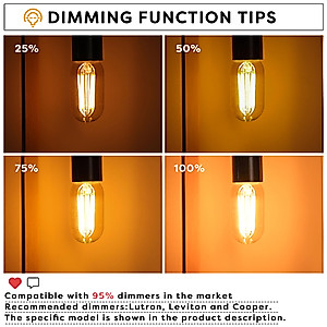 Sphoon Amber Light Bulb,Dimmable Tubular led Bulb, T45 Edison LED Bulbs, 60W Equivalent, 6W 500lm, 2200K Warm White, LED Filament Bulbs with 80+ CRI, Pack of 2