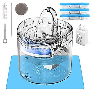 Cat Water Fountain Animal Water Dispenser 61OZ/1.8L Automatic Pet Drinking Fountain with 3 Filter Replacement 1 Pump 1 Cleaning Brush kit 1 Silicone Food Mat 1 Adapter for Cats Kitty Indoor
