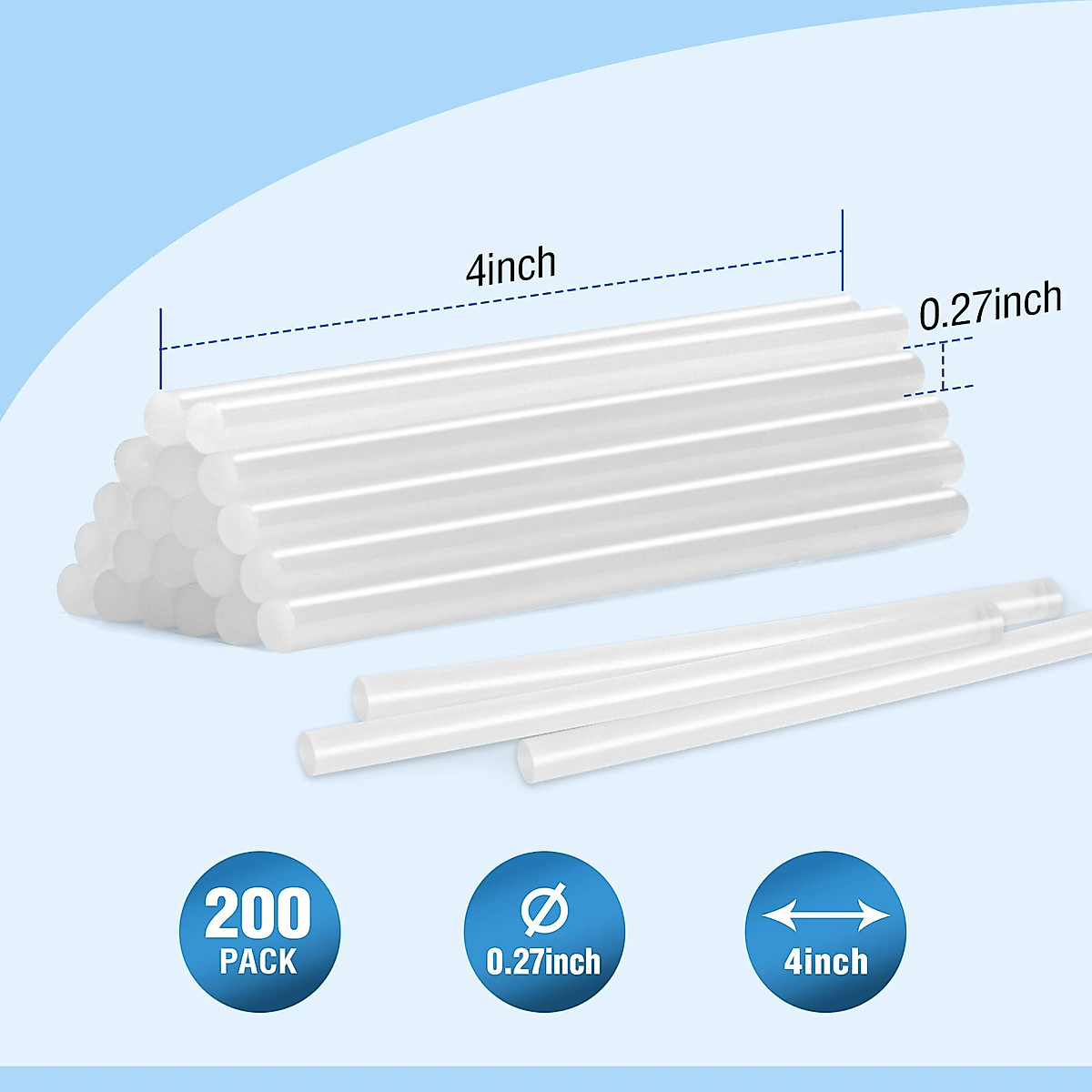 WORKPRO Mini Hot Glue Sticks, 200-pack, 0.27x4 inches, Compatible with Most Glue Guns, Multipurpose for DIY Art Craft General Repairs, Home Decorations and Gluing Projects