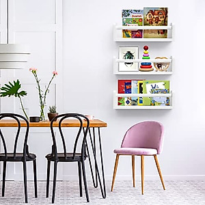 ZCO 16 Inch Floating Book Shelves, White Wall Mounted Shelves for Wall, Book Shelf Organizer for Books Toys, Set of 3 Nursery Bookself for Room Décor, Living Room, Kitchen Spice Rack