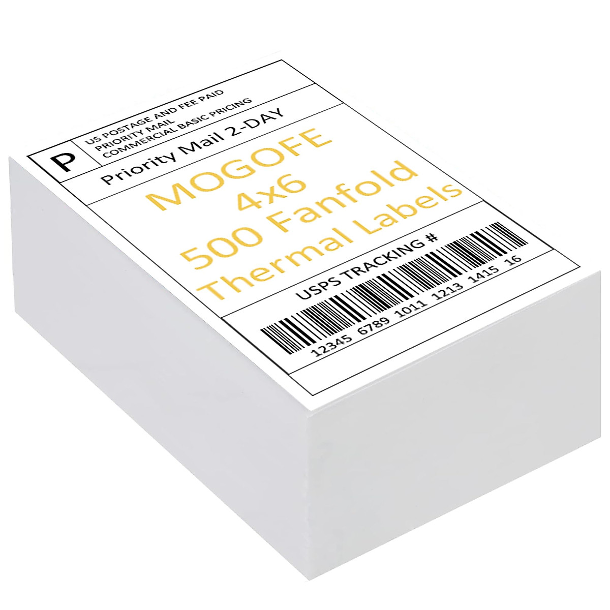 MOGOFE 4x6 Direct Thermal Labels, Pack of 500 4x6 Fanfold Shipping Labels, Thermal Printer Paper Commercial Grade Permanent Adhesive