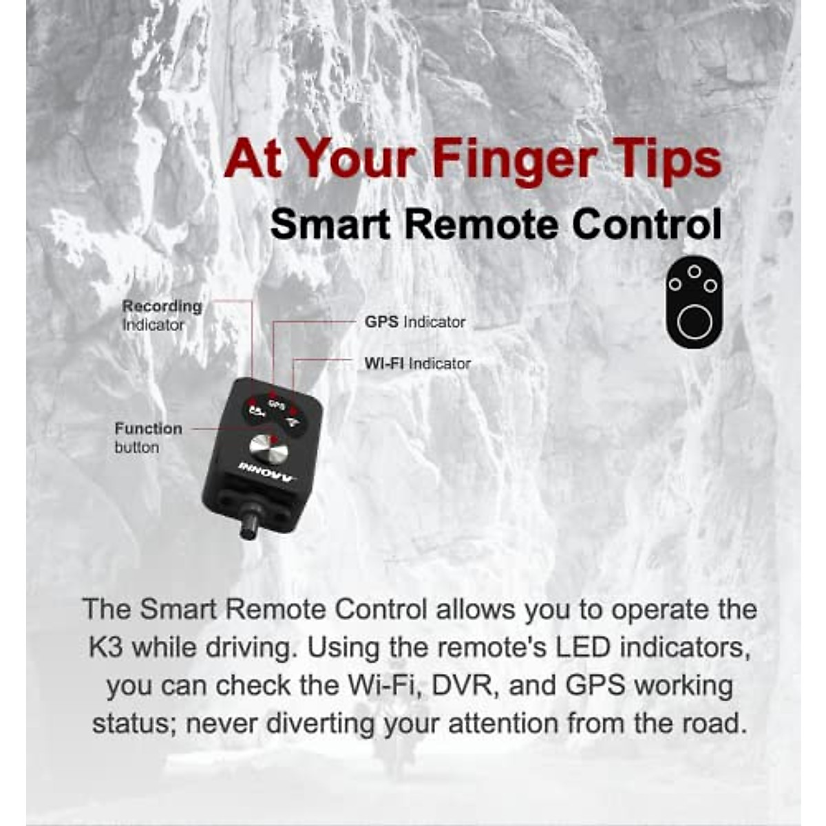 INNOVV K3 Dual Channel Motorcyle Motocam with WiFi, GPS, Parking Mode and IP67 Water-Resistant (microSD Card not Included)