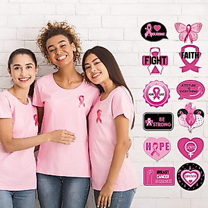 24 Pieces Breast Cancer Awareness Hanging Swirl Decorations Breast Cancer Party Ceiling Decor Pink Ribbon Faith Strength Courage for Charity Theme Party Favors