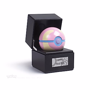 Pokémon Poké Ball Authentic Replicas - Realistic, Electronic, Die-Cast Poké Ball with Display Case Light Features - by The Wand Company (Heal Ball)