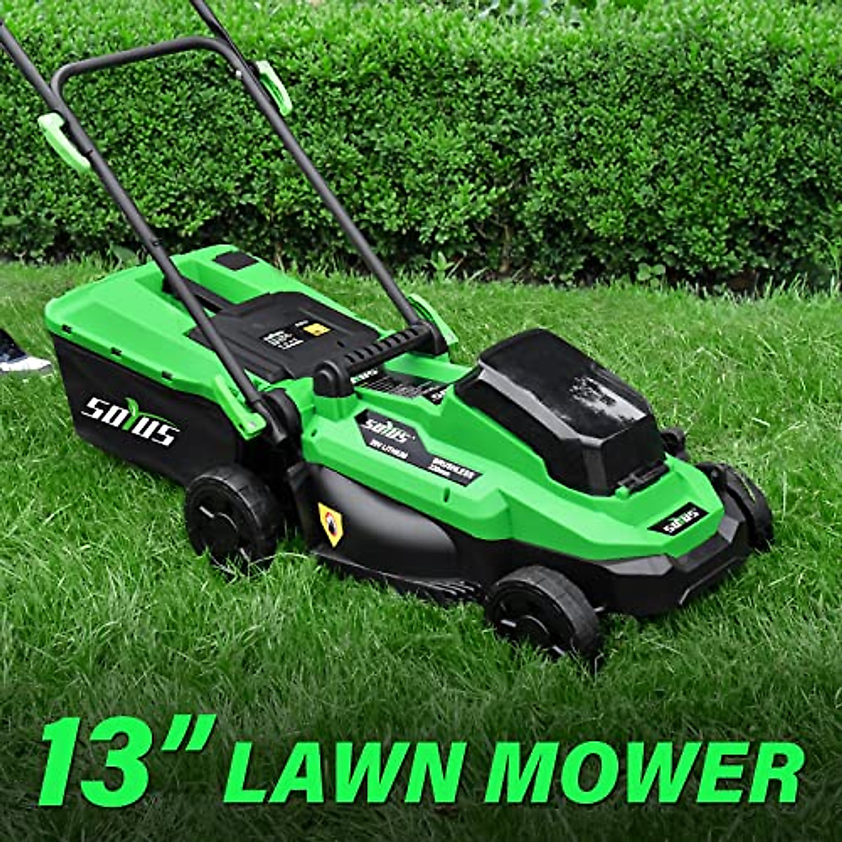 SOYUS Electric Lawn Mower Cordless, 13 Inch 20V Lawn Mowers with Brushless Motor, 5-Position Height Adjustment, 2x4.0Ah Batteries & Charger Included