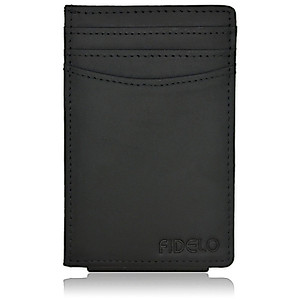 Fidelo Minimalist Wallet For Men - Slim Card Holder Wallet With a Powerful Magnetic Money Clip & RFID Blocking. This Pocket Clip Wallet is Made Out Of Full Grain Genuine Leather - Crazy Horse Black