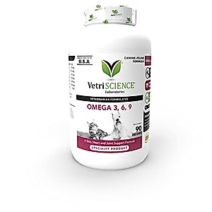 VetriScience Omega 3 Fish Oil for Dogs and Cats, 90 Soft Gels - Skin and Coat, Heart Health and Immune Support Fish Oil Supplement