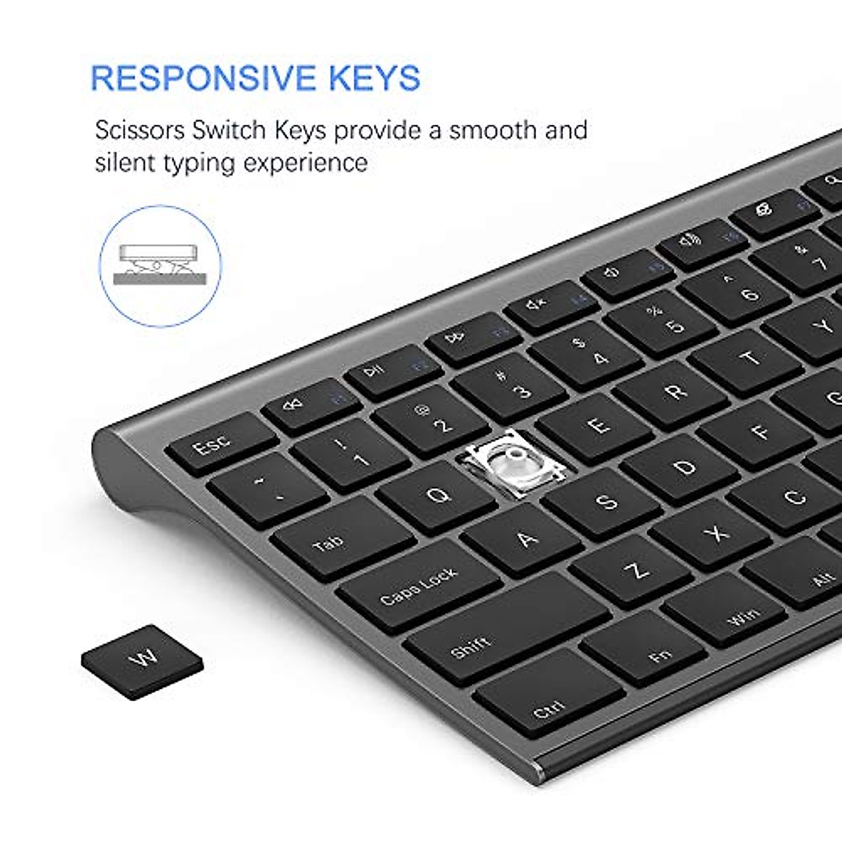 Wireless Keyboard and Mouse, Vssoplor 2.4GHz Rechargeable Compact Quiet ...