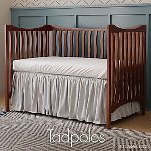 Tadpoles Dust Ruffle Crib Skirt | 28" x 52" with a 14" Drop | Made of 100% Softly Brushed Microfiber Polyester | Easy to Care for | Soft, Smooth, Breathable & Durable | Ideal for Babies | Grey