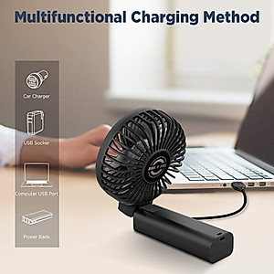 EasyAcc Handheld Fan, 2023 4th New 5000 Battery Operated Desk Fan [ 4 Speed 20 Hours Quiet Powerful Hand Fan ] Power Indicator/One Touch Power Off Foldable Personal Fan for Travel Office Outdoor