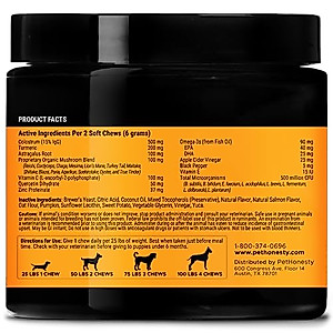 Pet Honesty Dog Allergy Relief Immunity - Probiotics for Dogs, Seasonal Allergies, Skin and Coat Supplement, Dog Allergy Chews, Intermittent Itchiness, Allergy Support Supplement - Salmon (90 Ct)