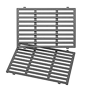 SafBbcue 7638 Cast Iron Cooking Grates Replacement for Weber E-310 E-320 S-310 Spirit II E-310 SP320 Spirit 700 Series Genesis Silver/Gold B/C 45010001 46510001 7526 7639 7525